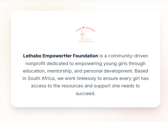 Lethabo EmpowerHer Foundation | Empowering Young Girls